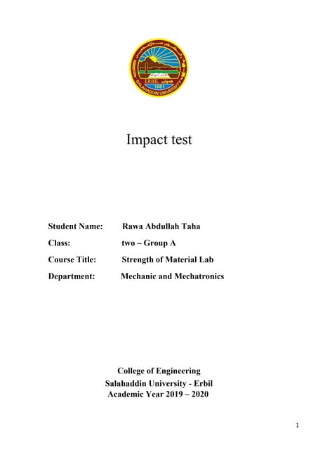 IMPACT TEST REPORT . | PDF