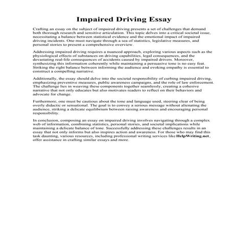Impaired Driving Essay. The Dangers of Teen Driving Essay Example ...