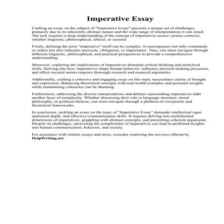 Imperative Essay | PDF