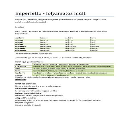 Imperfetto | PDF