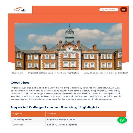 Imperial College London | Courses, Admissions & Fees Guide | PDF