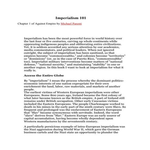 Imperialism 101_ Chapter 1 of Against Empire by Michael Parenti | PDF