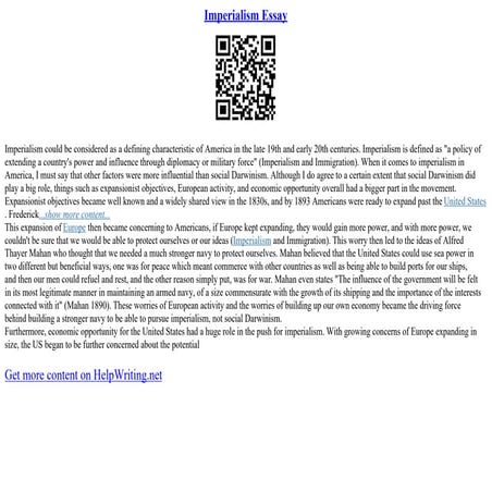 Imperialism Essay | PPT