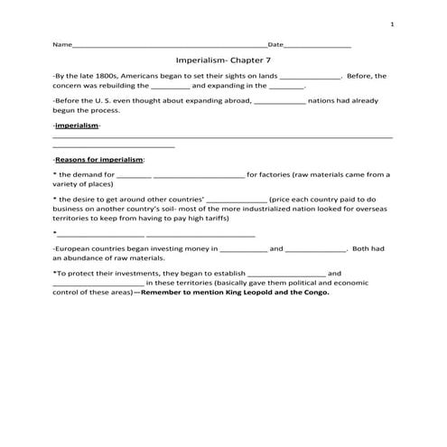 Imperialism guided reading student notes chapter 7 | DOCX