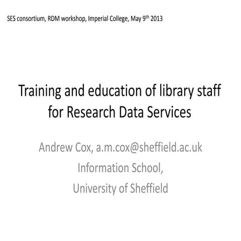 Training and education of library staff for Research Data Services | PDF