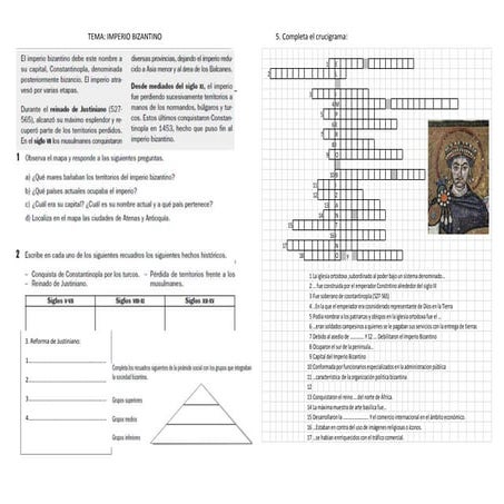 Hojas De Trabajo Sobre El Imperio Bizantino 6.6: Bizantino