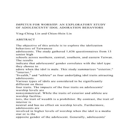 IMPETUS FOR WORSfflP AN EXPLORATORY STUDYOF ADOLESCENTS ID.docx