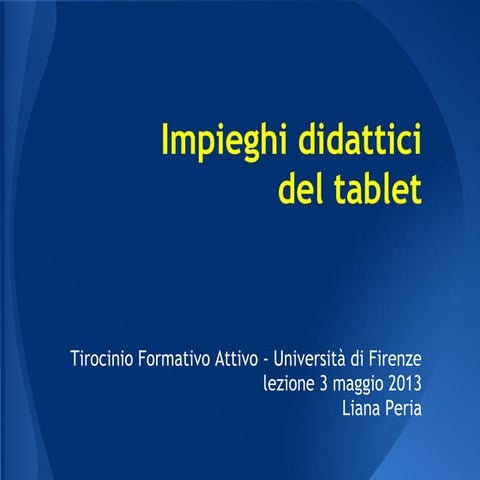 Impieghi didatticitablet tfa | PPT