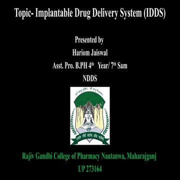 Implantable Drug Delivery System | PPTX