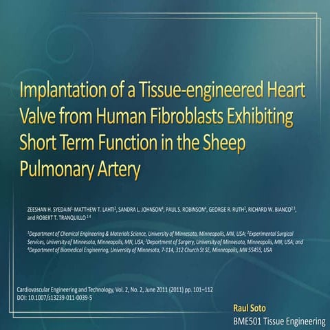 Implantation of a Tissue-engineered Heart Valve from Human Fibroblasts ...