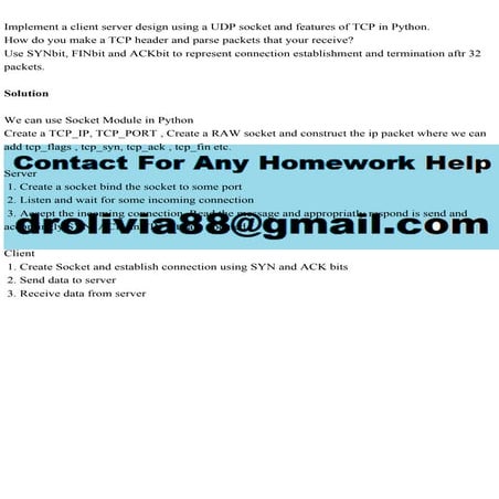 Implement a client server design using a UDP socket and features of .pdf