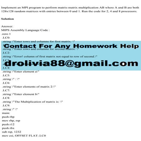 Implement An Mpi Program To Perform Matrix Matrix Multiplication Ab Pdf 