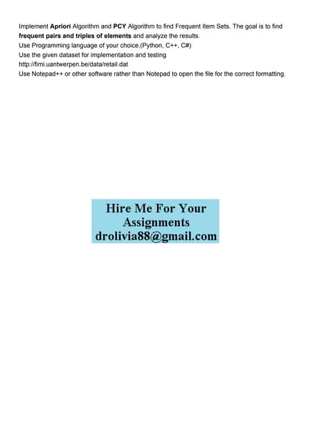 Implement Apriori Algorithm And Pcy Algorithm To Find Frequepdf