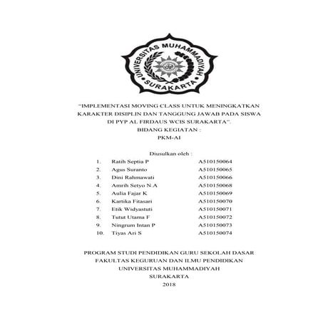 Implementasi moving class untuk meningkatkan karakter disiplin dan ...