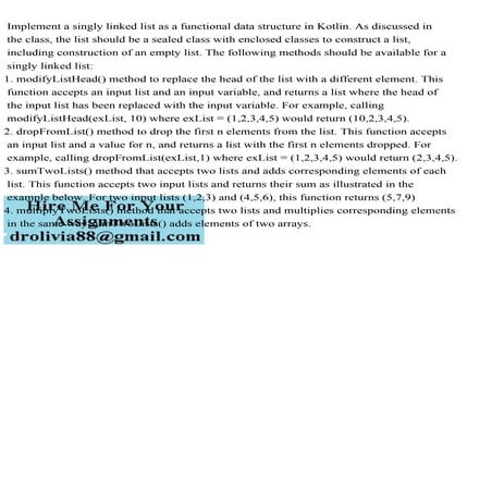 Implement A Singly Linked List As A Functional Data Structure In Kopdf 
