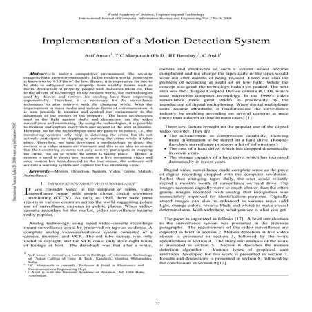 Implementation of-a-motion-detection-system | PDF | Video Production | Content Production