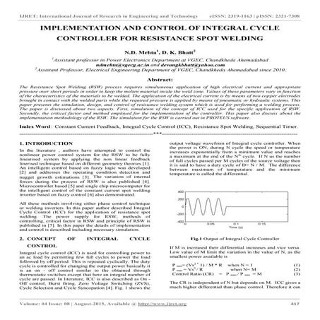 Implementation and control of integral cycle controller for resistance spot welding | PDF