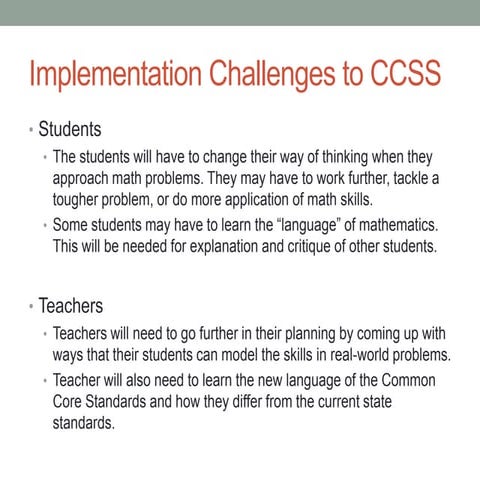 Implementation challenges to ccss | PPTX | Educational Assessment ...