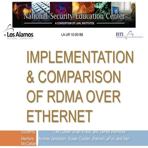 Implementation & Comparison Of Rdma Over Ethernet | PPT