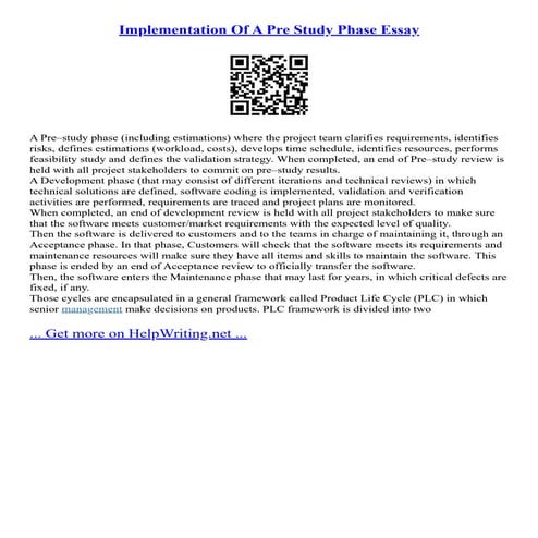 Implementation Of A Pre Study Phase Essay | PDF