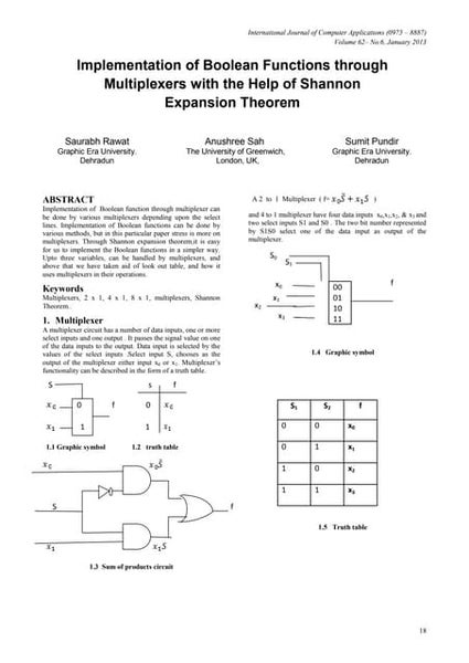 Design And Implementation Of Boolean Functions Using Multiplexer And 7341