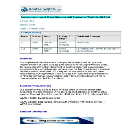 Implementation of cisco wireless lan controller (multiple wla ns) | DOCX