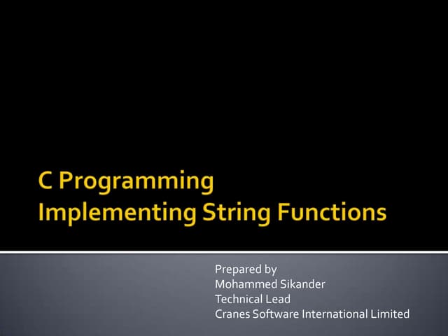Implementation Of C String Functions Ppt 9334