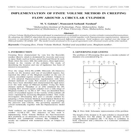 Implementation of finite volume method in creeping flow around a ...