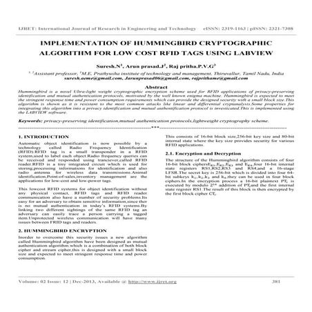 Implementation of hummingbird cryptographic | PDF | Internet of Things | Internet