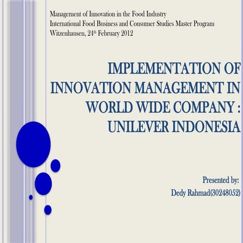 Implementation of Innovation Management in world wide Company- Rahmad ...