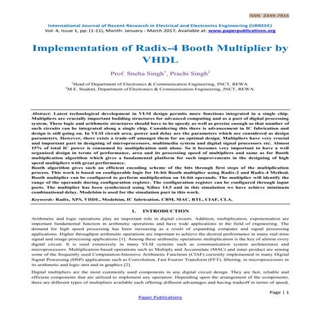 Implementation Of Radix 4 Booth Multiplier By Vhdl Pdf Computer