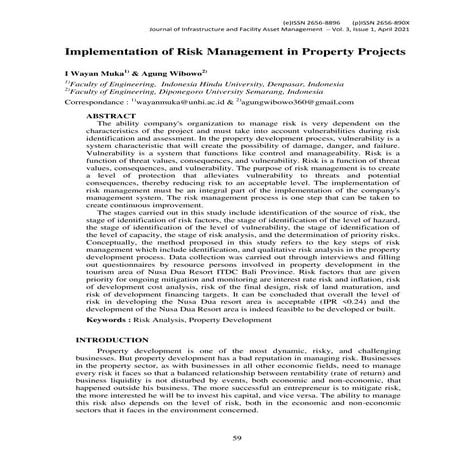 Implementation Of Risk Management In Property Projects | PDF