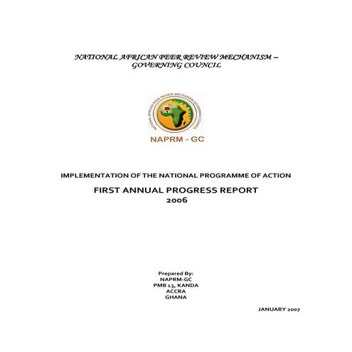 Implementation of the National Programme of Action (NPoA) First Annual ...