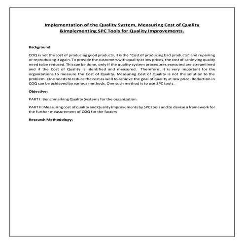 Implementation of the quality system | PDF