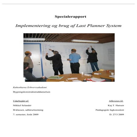 Implementering Af Last Planner System Mikkel Selander | PDF