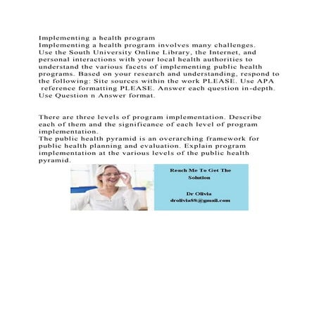 Implementing a health programImplementing a health program involve.docx