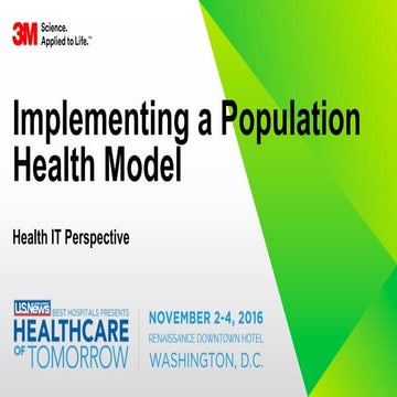 Implementing a Population Health Model (Hon Pak) | PDF