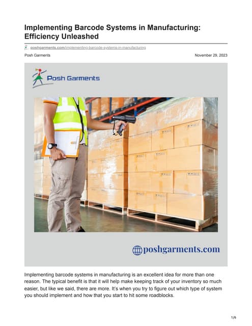 Implementing a Barcode System in Manufacturing: A Step-by-Step Guide | PDF