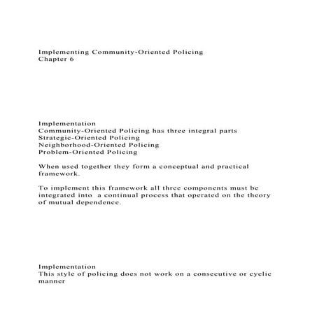 Implementing Community Oriented Policingchapter 6 Docx