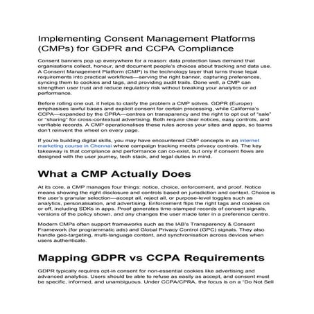 Implementing Consent Management Platforms (CMPs) for GDPR and CCPA ...
