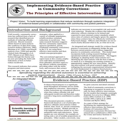 Implementing ebp in community corrections the principles of effective ...