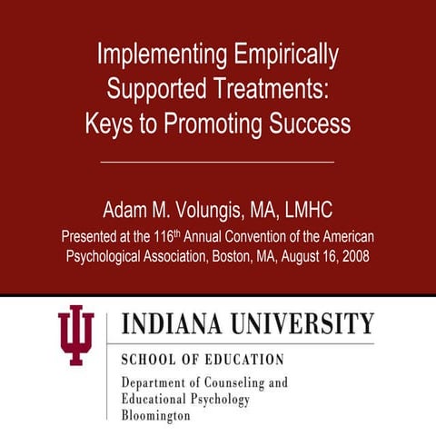 Implementing Empirically Supported Treatments | PPT