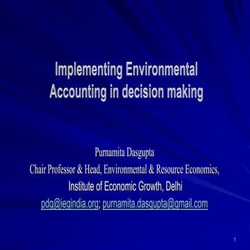 Implementing Environmental Accounting in decision making National ...