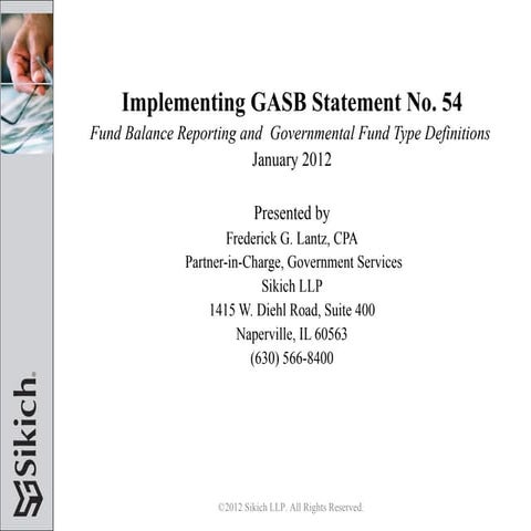 Implementing GASB Statement No. 54 | PPT