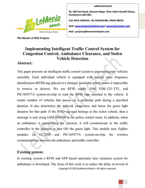 intelligent ambulance with automatic traffic control | PDF