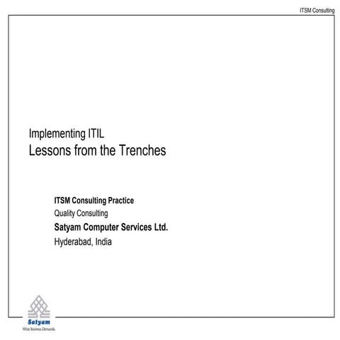 Implementing itil lessons from the trenches | PPT
