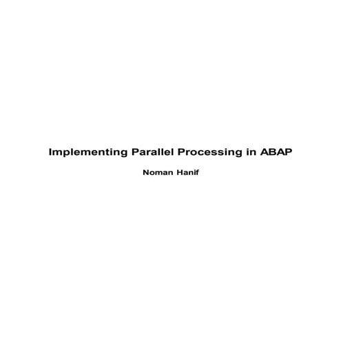 Implementing Parallel Processing In Abap Docx
