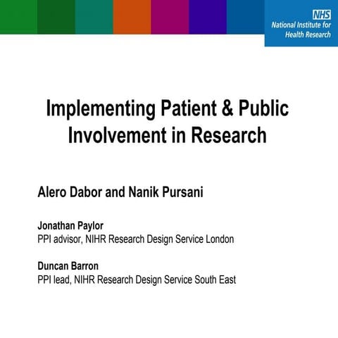 Implementing Patient & Public Involvement in Research: 27.06.2017