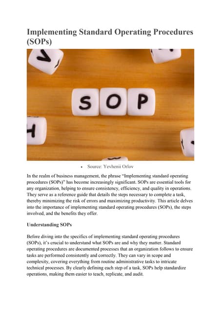 Training on Standard Operating Procedures | PPTX | Business | Business ...