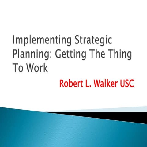 Implementing strategic planning getting the thing to work - robert l ...